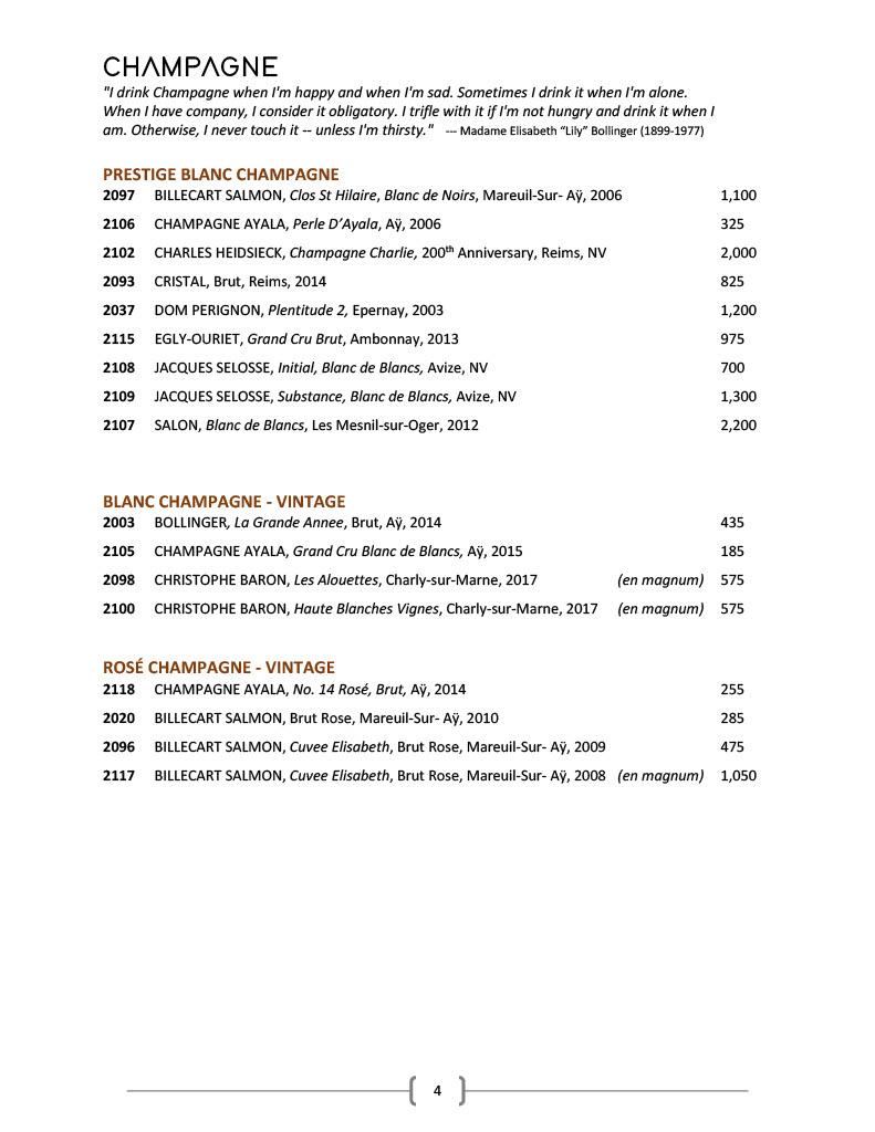 Wine & Spirits List | Ascend Prime Steak & Sushi