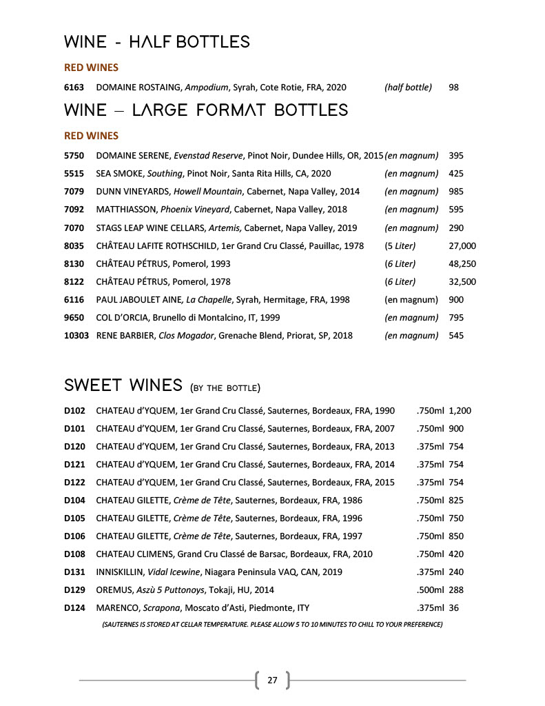 Wine & Spirits List | Ascend Prime Steak & Sushi