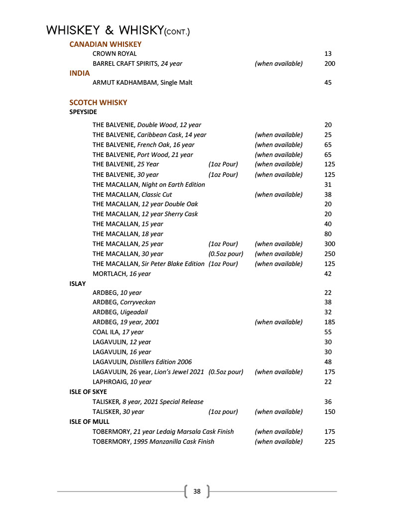 Wine & Spirits List | Ascend Prime Steak & Sushi