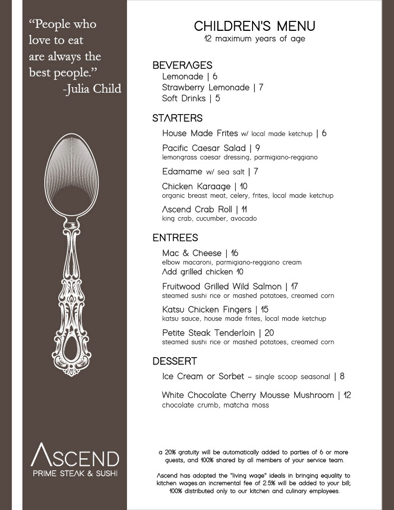 Children’s Menu | Ascend Steakhouse and Sushi Kids’ Menu | Ascend Prime ...