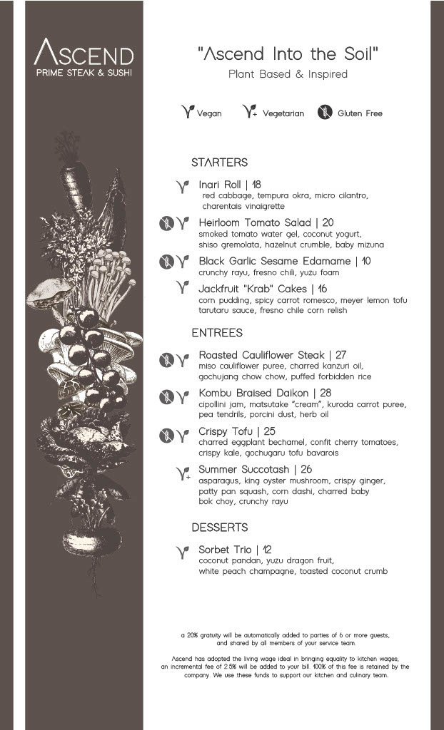 Plant Based & Inspired Menu | Ascend Prime Steak & Sushi