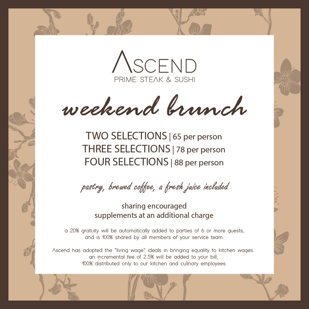 Brunch Menu | Ascend Prime Steak & Sushi