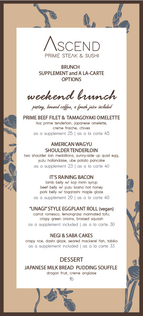 Brunch Menu | Ascend Prime Steak & Sushi