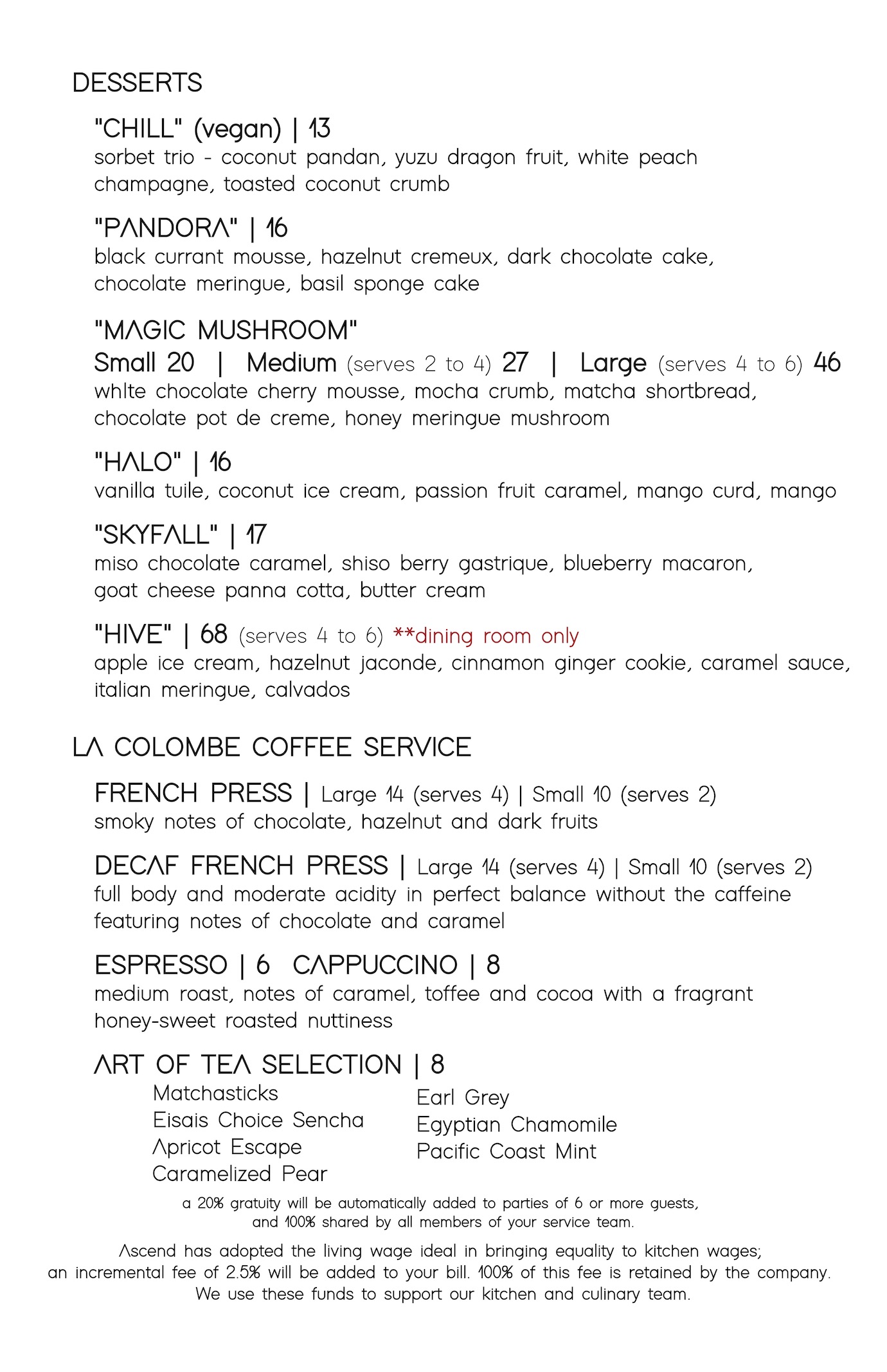 Dining Room Menu | Ascend Prime Steak & Sushi