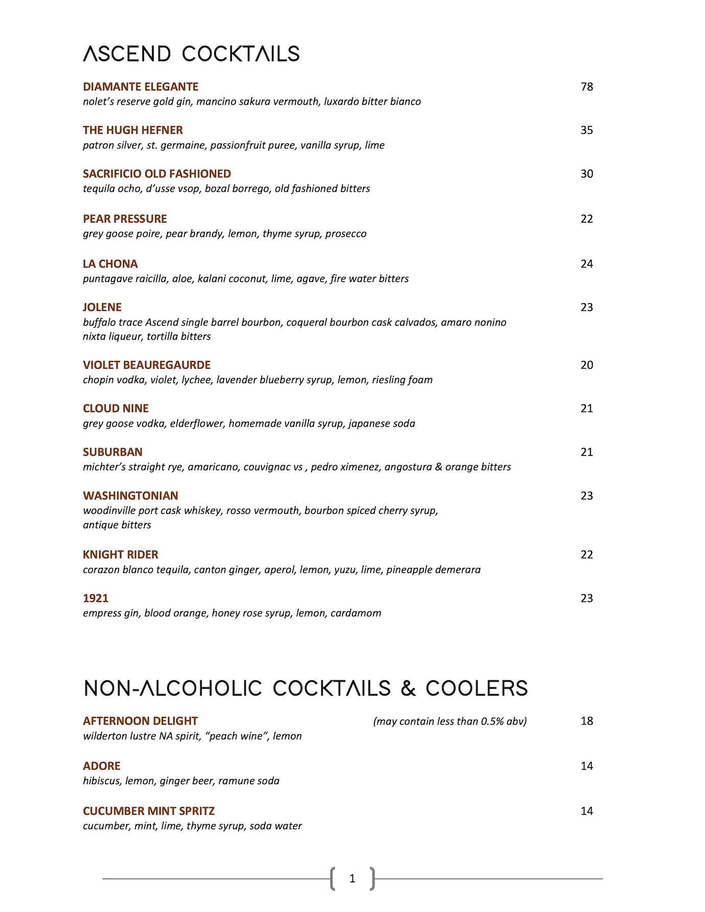 Wine & Spirits List | Ascend Prime Steak & Sushi