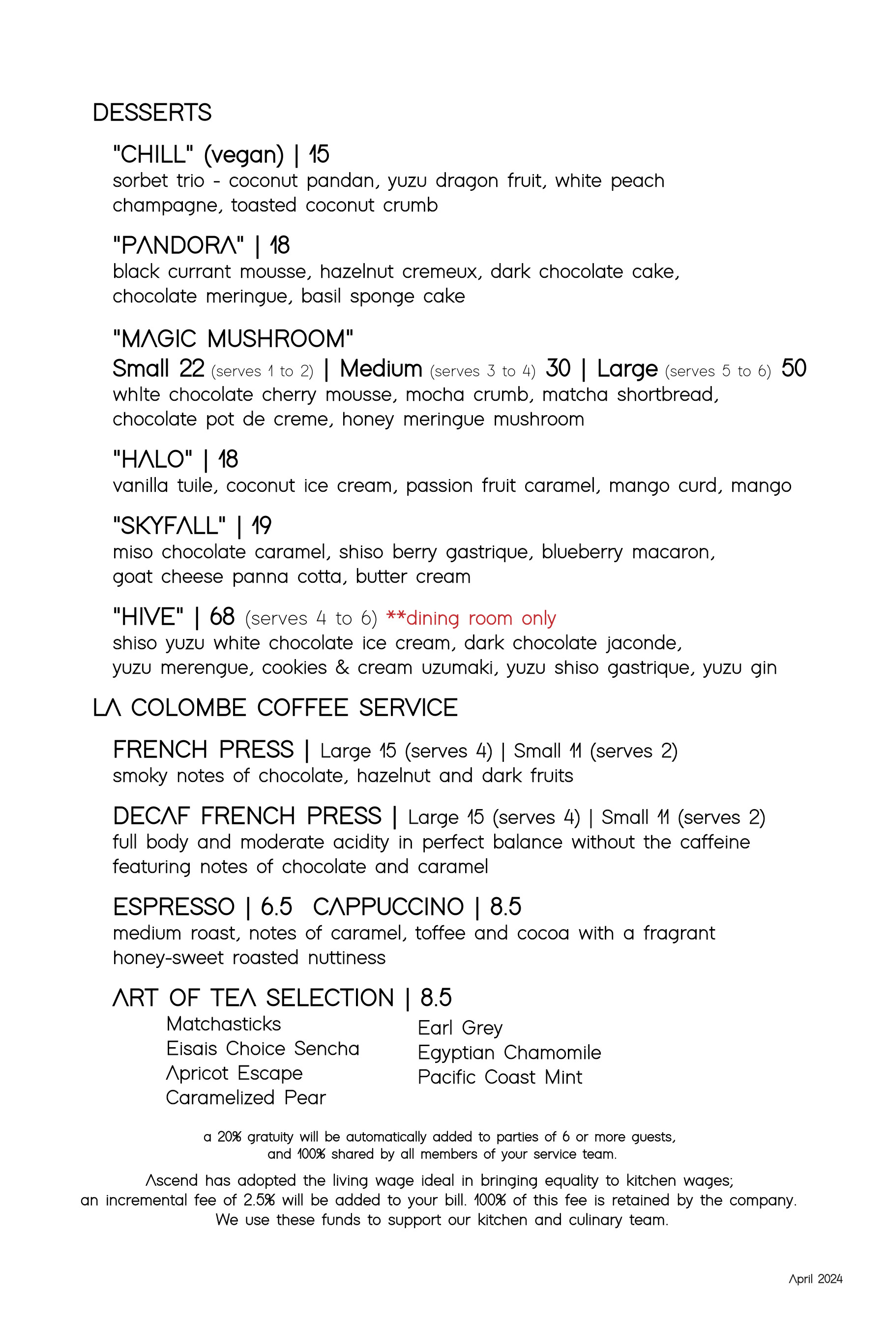 Dining Room Menu | Ascend Prime Steak & Sushi