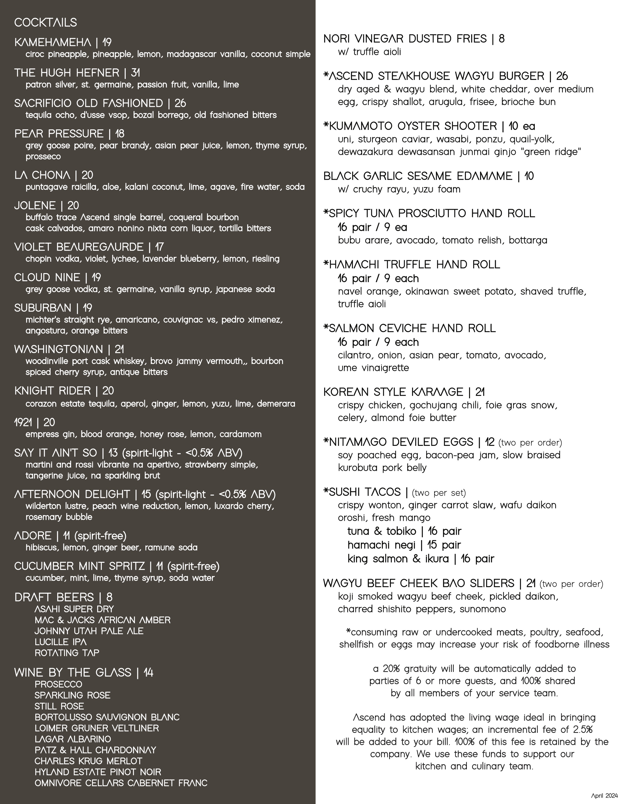 Happy Hour Menu | Ascend Prime Steak & Sushi Happy Hour Menu | Ascend Prime Steak & Sushi