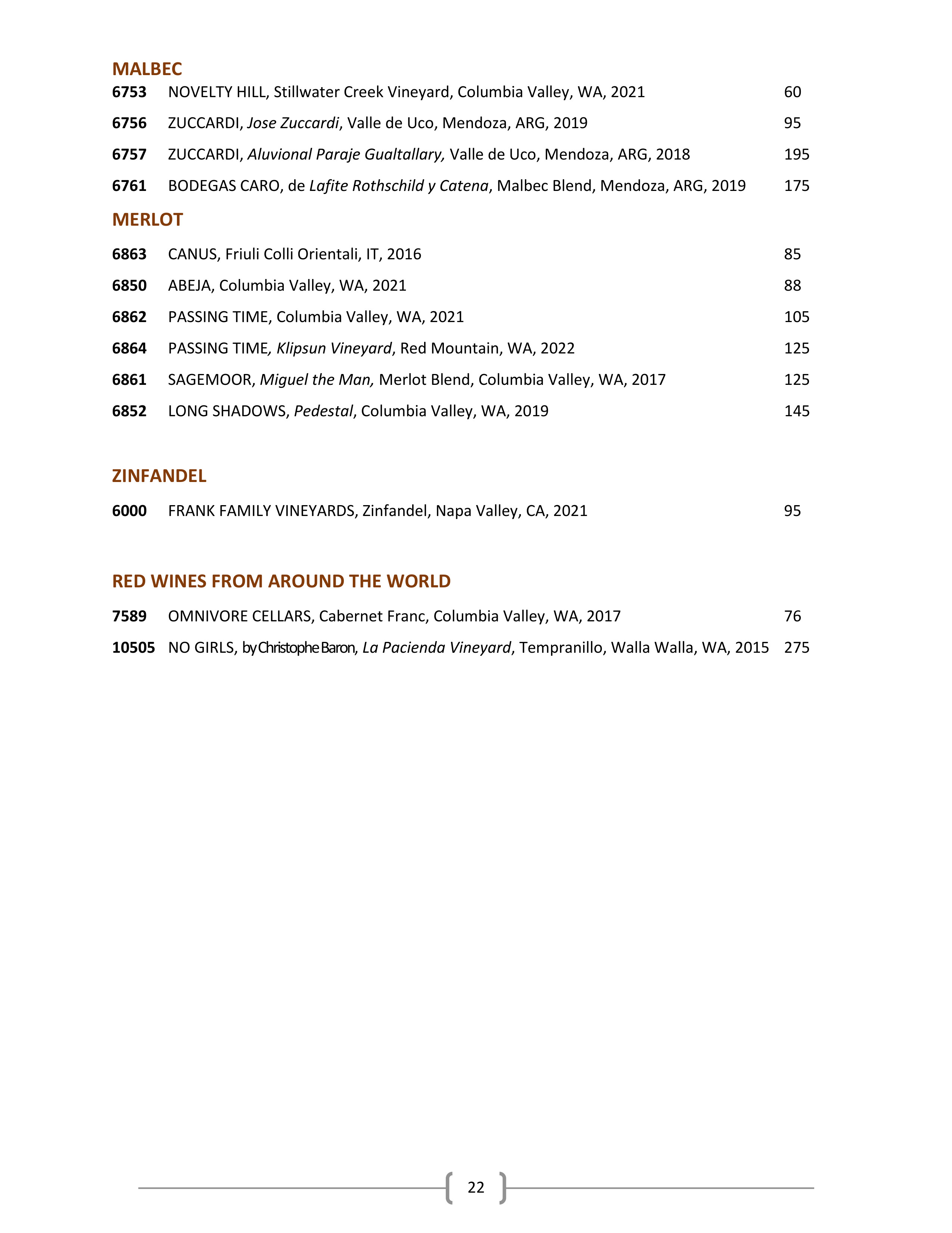 Wine & Spirits List | Ascend Prime Steak & Sushi