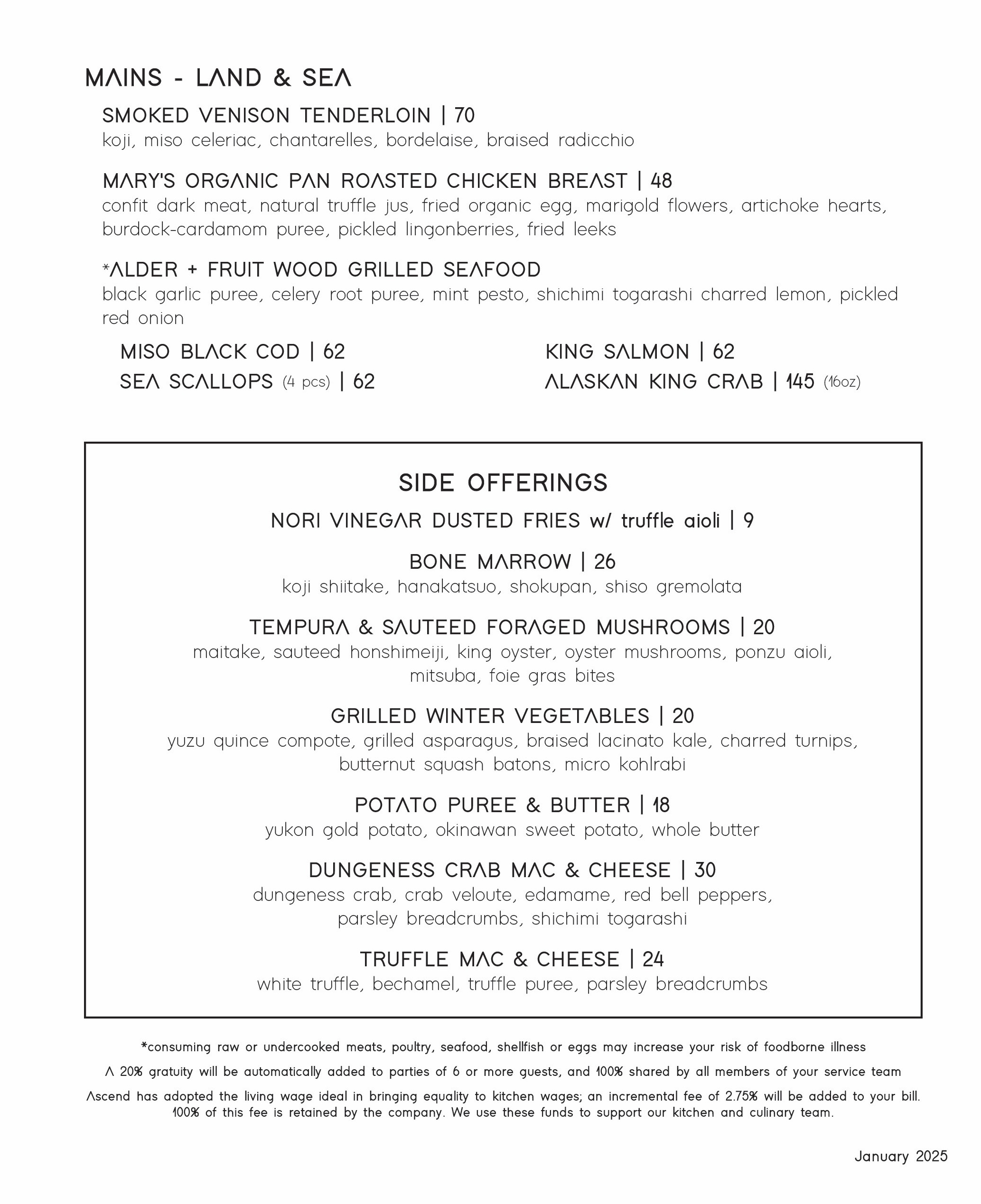 Dining Room Menu | Dinner & Brunch Bellevue | Steak & Sushi | Ascend ...
